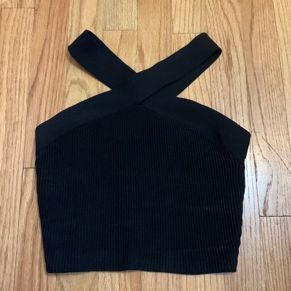Aritzia | Tops | Aritzia Babaton Black Cross Neck Top | Poshmark